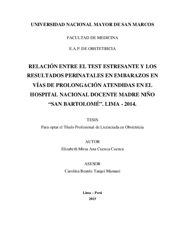 (PDF) Relación entre el test estresante y los resultados perinatales en ...