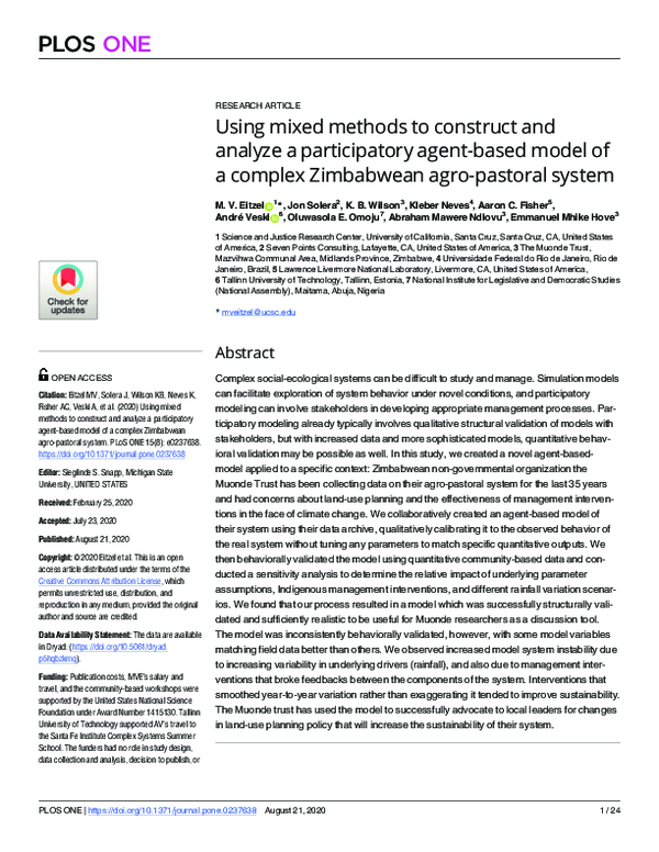 (PDF) Using mixed methods to construct and analyze a participatory agent-based model of a ...
