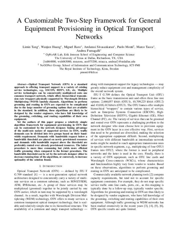 (PDF) A customizable two-step framework for general equipment ...