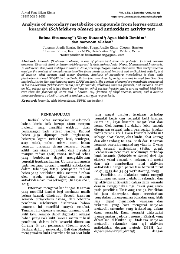 (PDF) Analysis of secondary metabolite compounds from leaves extract ...