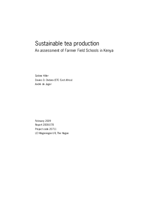 (PDF) Sustainable tea production: an assessment of Farmer Field Schools ...