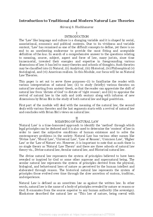 (PDF) Introduction to Traditional and Modern Natural Law Theories