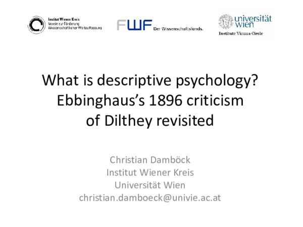 (PDF) What Is Descriptive Psychology?