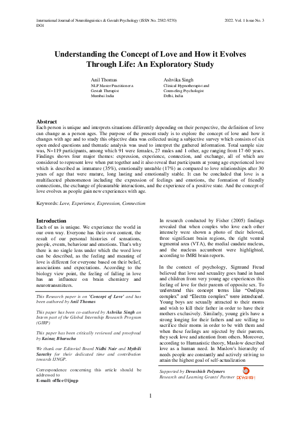 (PDF) Understanding the Concept of Love and How it Evolves Through Life ...