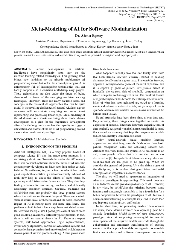 (PDF) Meta-Modeling of AI for Software Modularization