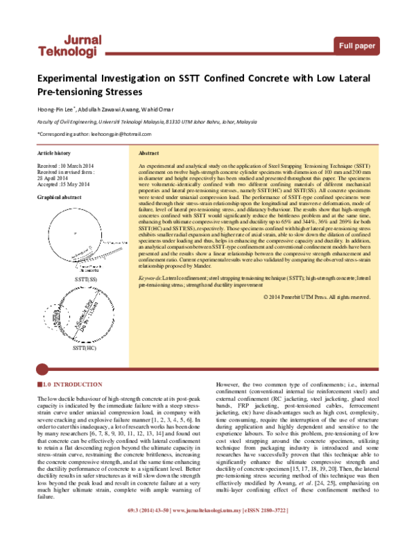 (PDF) Experimental Investigation on SSTT Confined Concrete with Low Lateral Pre-tensioning ...