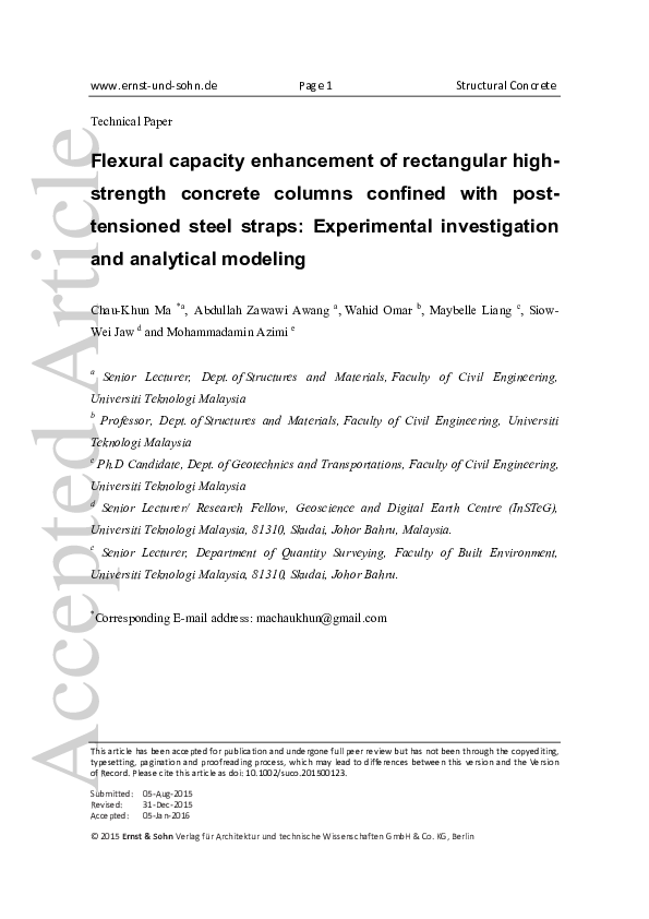 (PDF) Flexural capacity enhancement of rectangular high-strength concrete columns confined with ...