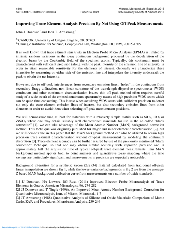 (PDF) Improving Trace Element Analysis Precision By Not Using Off-Peak ...