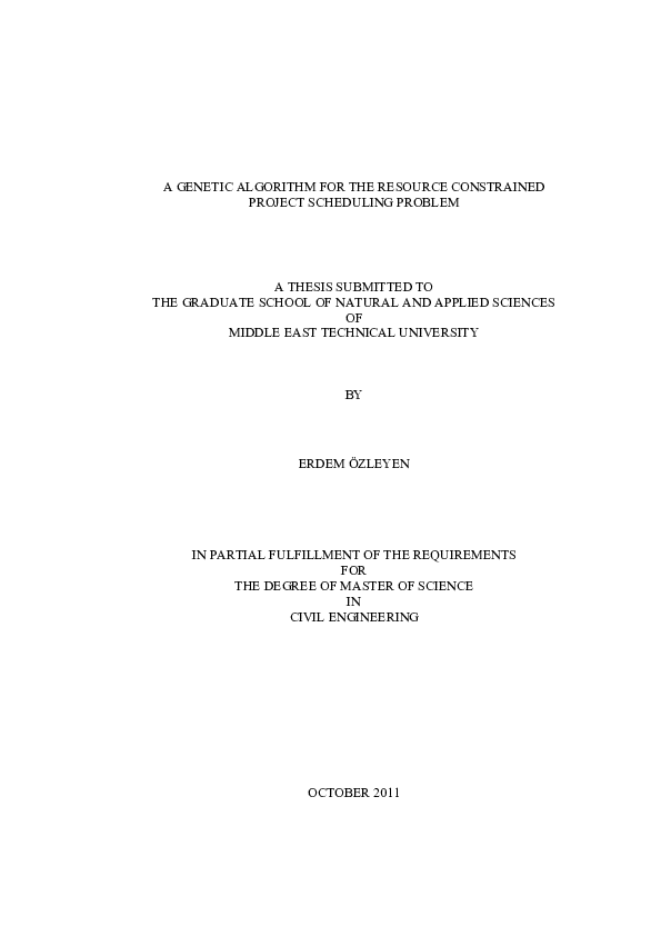 Pdf Kısıtlı Kaynaklı Iş Programlaması Probleminin Genetik Algoritmalar Ile çözülmesi 
