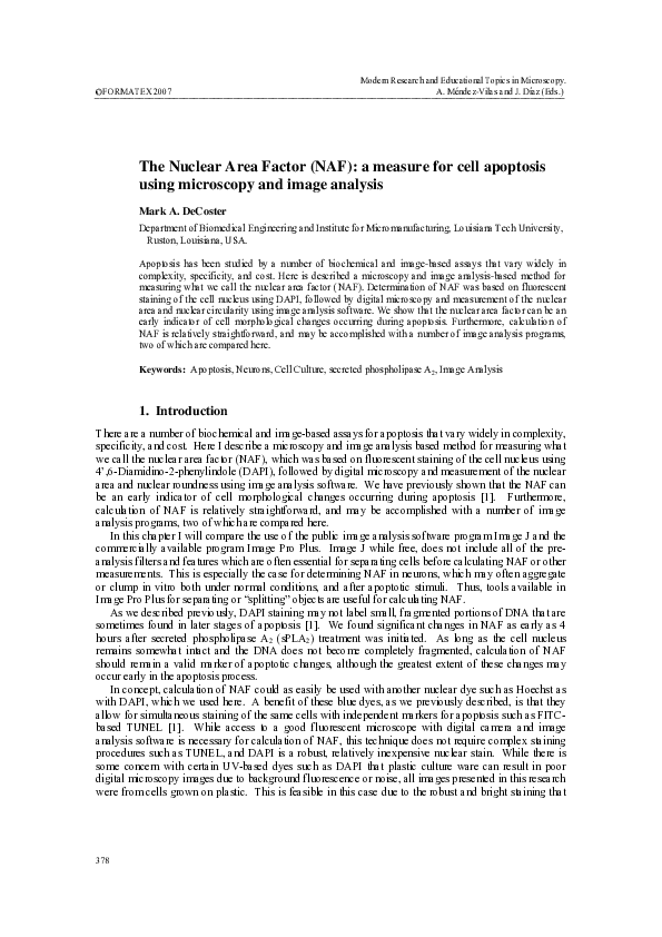 (PDF) The nuclear area factor (NAF): a measure for cell apoptosis using ...