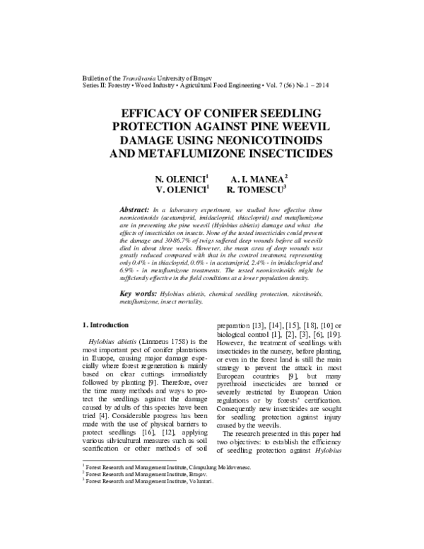 (PDF) Efficacy of conifer seedling protection against pine weevil damage using neonicotinoids ...