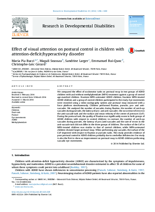 (PDF) Effect of visual attention on postural control in children with ...
