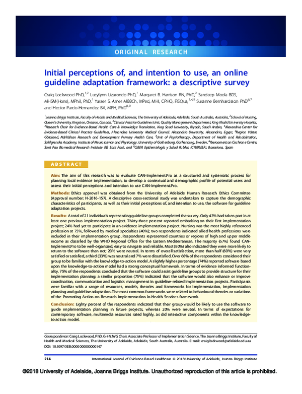 (PDF) Initial perceptions of, and intention to use, an online guideline ...