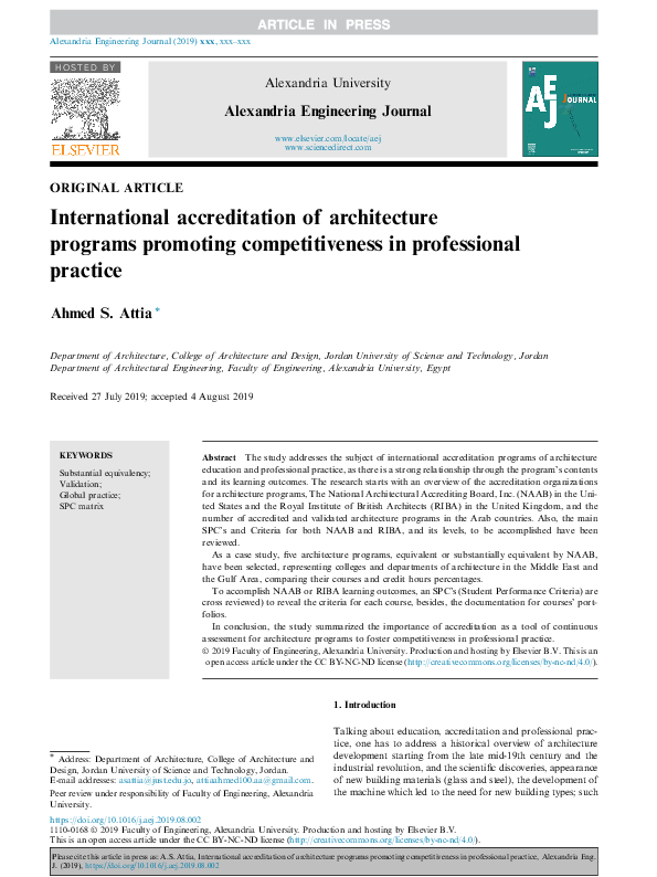 (PDF) International accreditation of architecture programs promoting ...