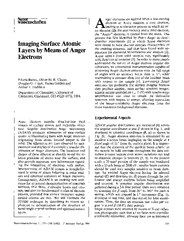 (PDF) Imaging surface atomic layers by means of auger electrons