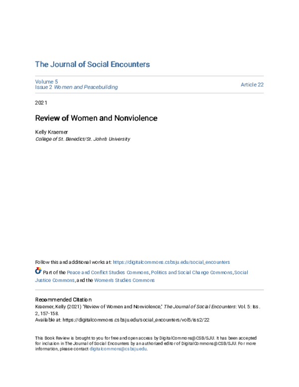 (PDF) Review of Women and Nonviolence