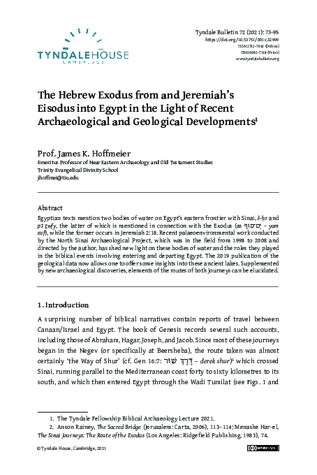 (PDF) The Hebrew Exodus from and Jeremiah’s Eisodus into Egypt in the ...