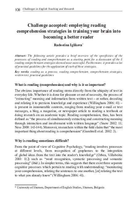 (PDF) Challenge accepted: employing reading comprehension strategies in ...