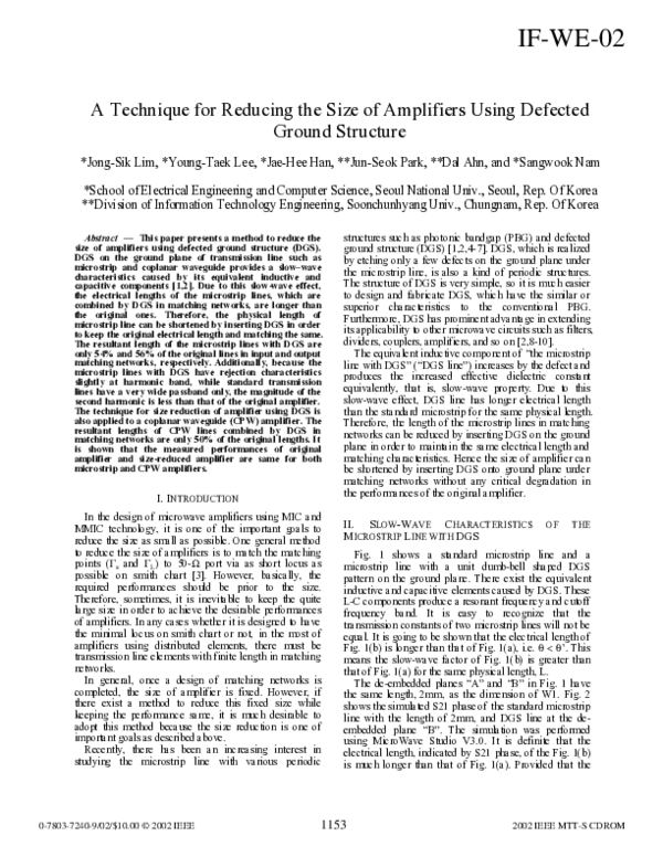 (PDF) A technique for reducing the size of amplifiers using defected ground structure