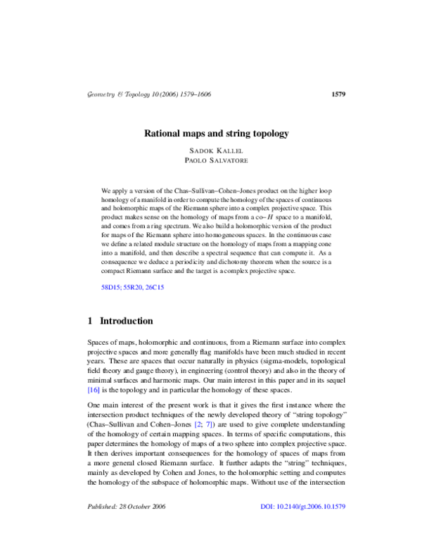 (PDF) Rational maps and string topology