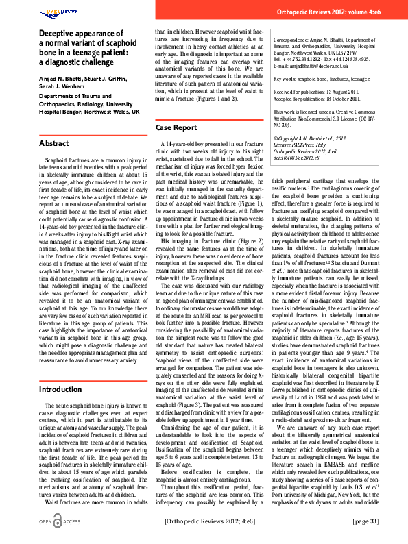 (PDF) Deceptive appearance of normal variant of scaphoid bone in a ...