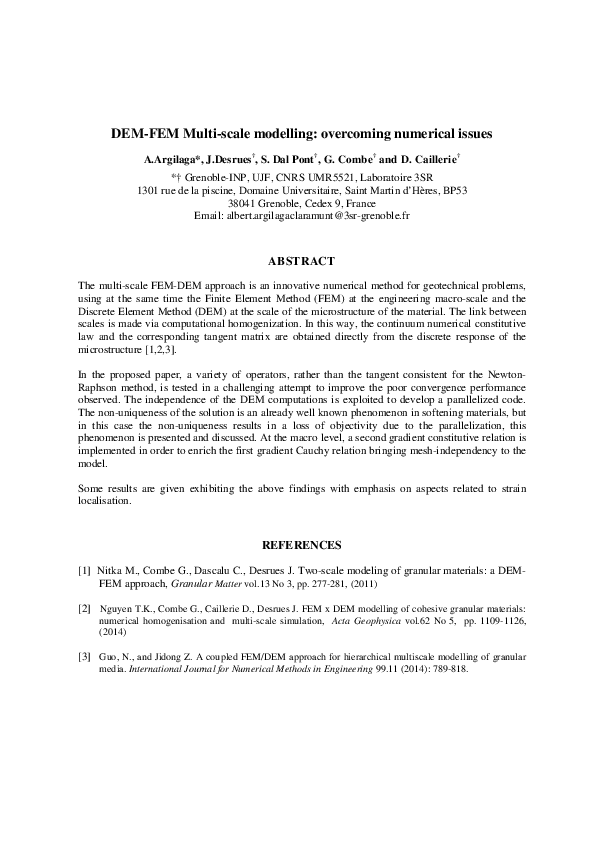 (PDF) DEM-FEM Multi-scale modelling: overcoming numerical issues