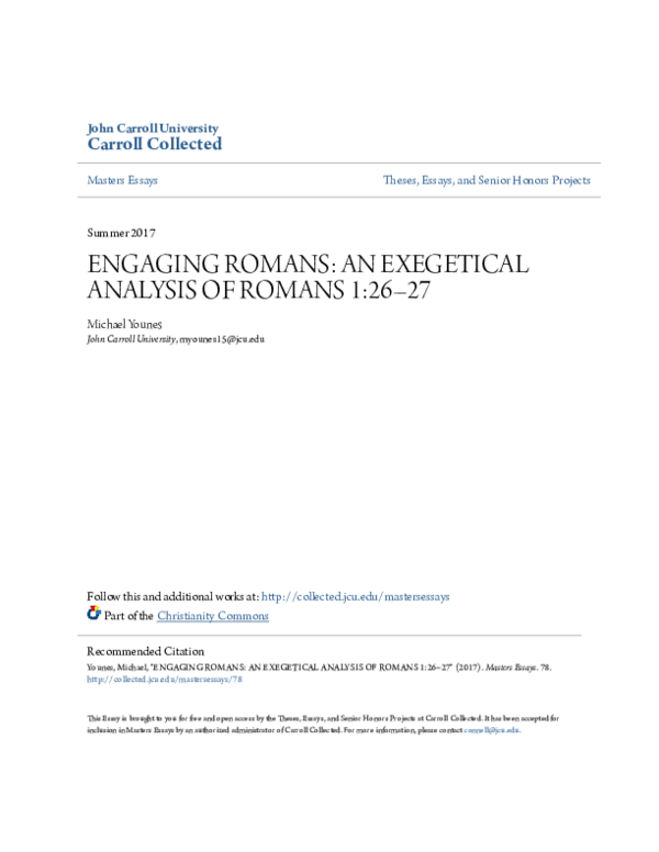 (PDF) Engaging Romans: An Exegetical Analysis of Romans 1:26–27