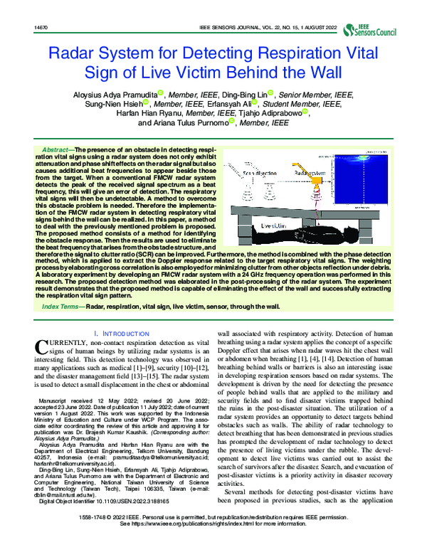 (PDF) Radar System for Detecting Respiration Vital Sign of Live Victim ...