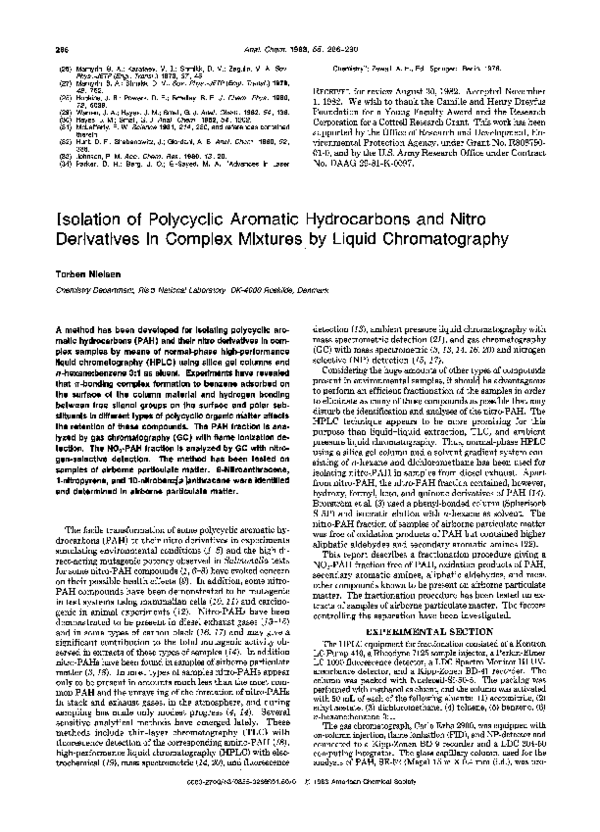 (PDF) Isolation of polycyclic aromatic hydrocarbons and nitro derivatives in complex mixtures by ...