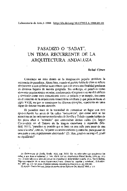 (PDF) PASADIZO O "SABAT", UN TEMA RECURRENTE DE LA ARQUITECTURA ANDALUZA