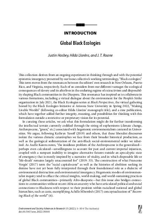 (PDF) Introduction: Black Global Ecologies