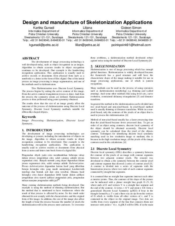 (PDF) Design and manufacture of Skeletonization Applications