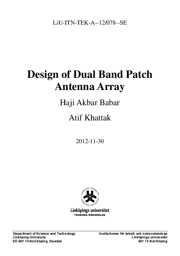 (PDF) Design of Dual Band Patch Antenna Array
