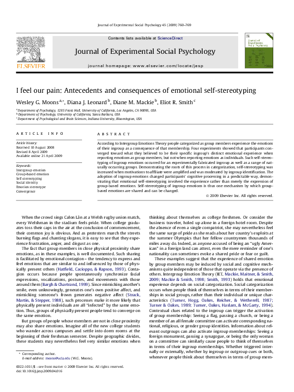 (PDF) I feel our pain: Antecedents and consequences of emotional self ...