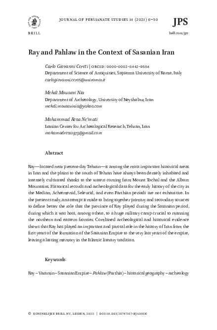 (PDF) Ray and Pahlaw in the Context of Sasanian Iran