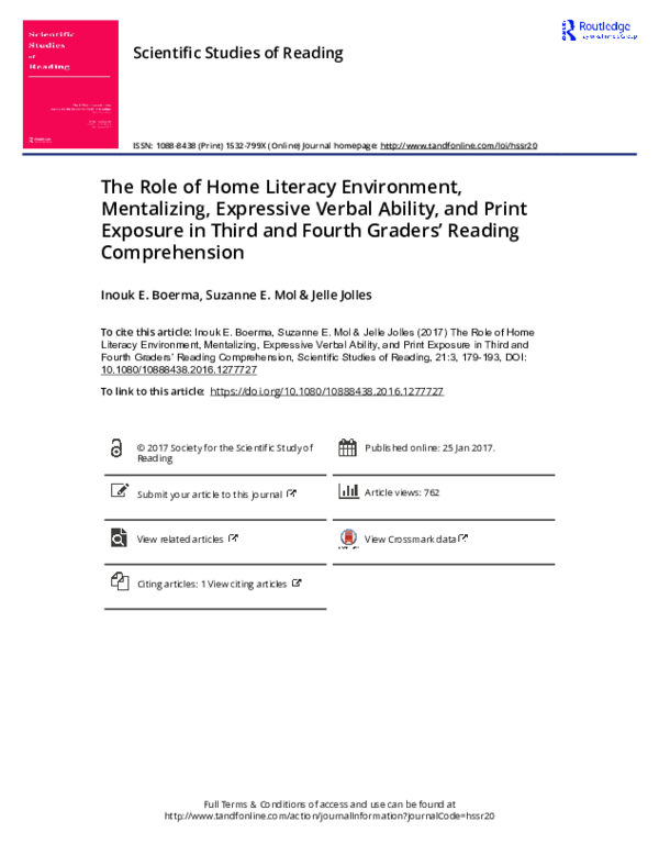 (PDF) The Role of Home Literacy Environment, Mentalizing, Expressive ...
