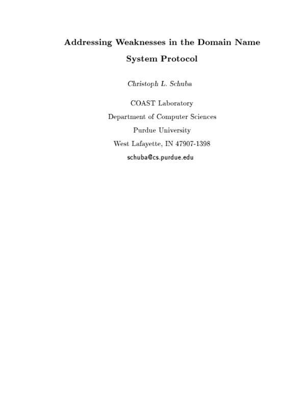 (PDF) Addressing weaknesses in the domain name system protocol