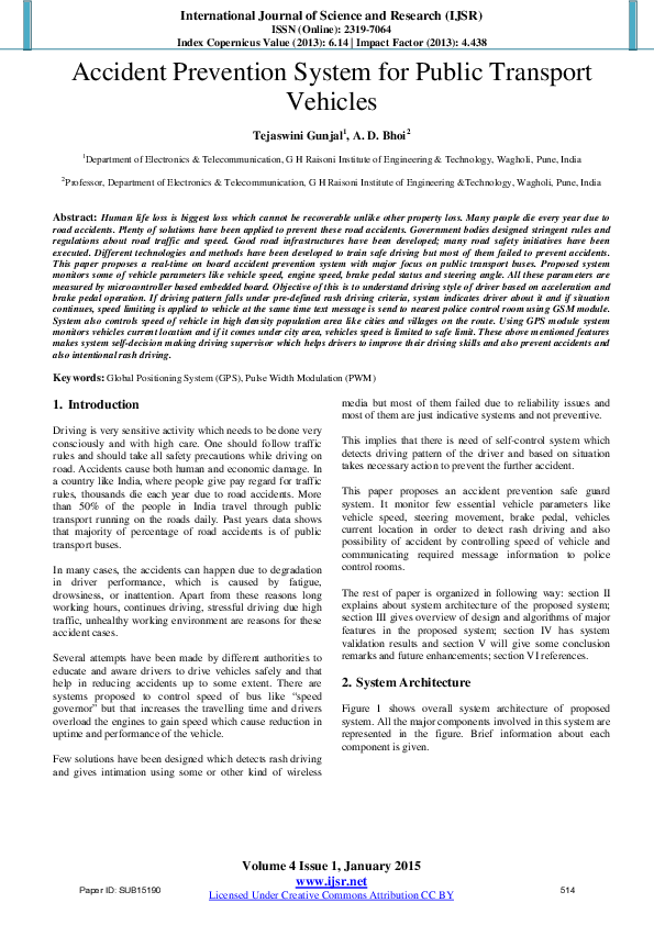 (PDF) Accident Prevention System for Public Transport Vehicles