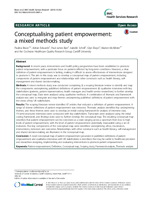 (PDF) Conceptualising patient empowerment: a mixed methods study