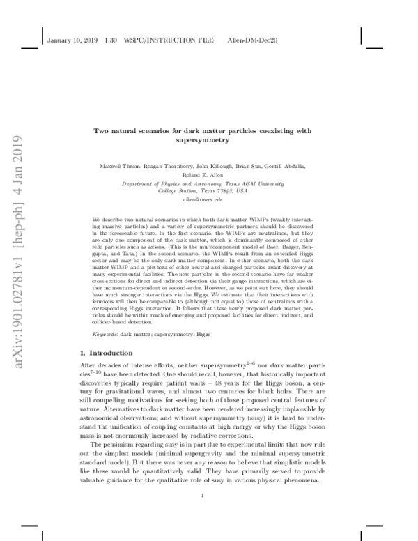 (PDF) Two natural scenarios for dark matter particles coexisting with ...