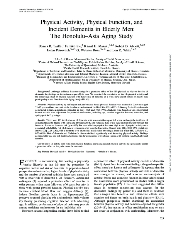 (PDF) Physical Activity, Physical Function, and Incident Dementia in ...