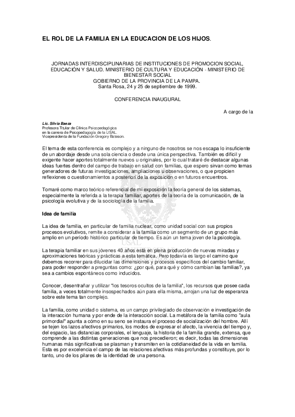 Pdf El Rol De La Familia En La Educación De Los Hijos