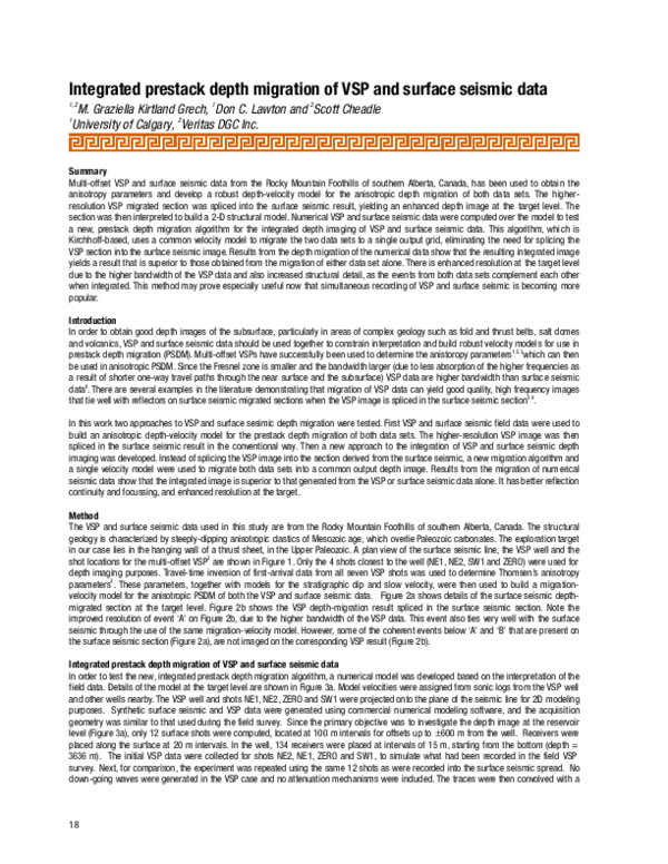 (PDF) Integrated prestack depth migration of VSP and surface seismic data