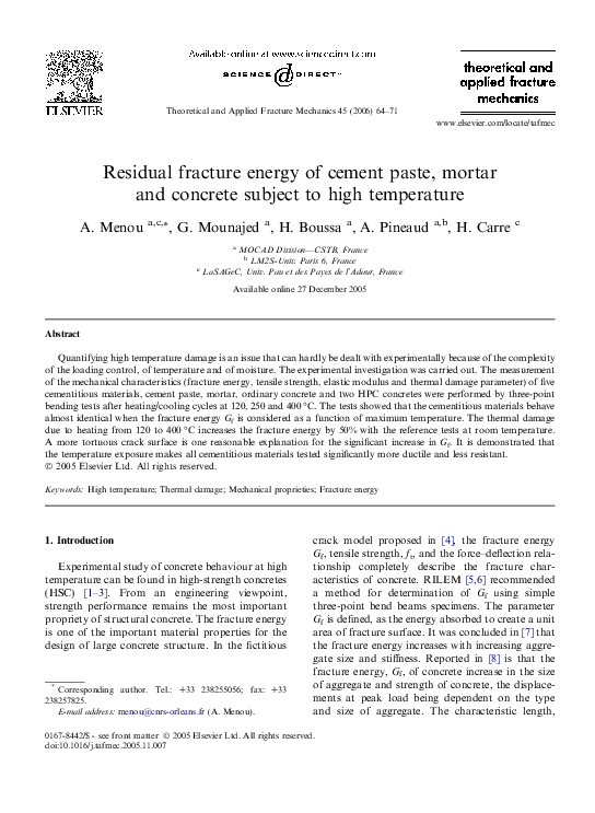 (PDF) Residual fracture energy of cement paste, mortar and concrete subject to high temperature ...
