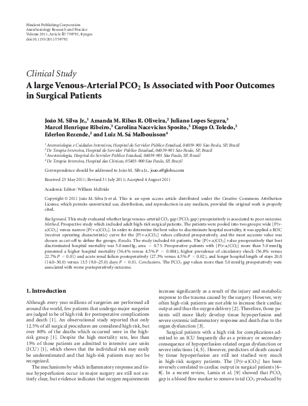 (PDF) Large venous-arterial PCO2 is associated with poor outcomes in ...