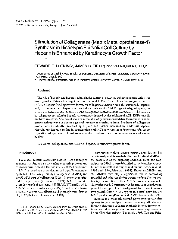 (PDF) Stimulation of collagenase (matrix metalloproteinase-1) synthesis ...