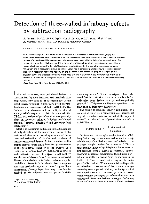 (PDF) Detection of three-walled infrabony defects by subtraction ...