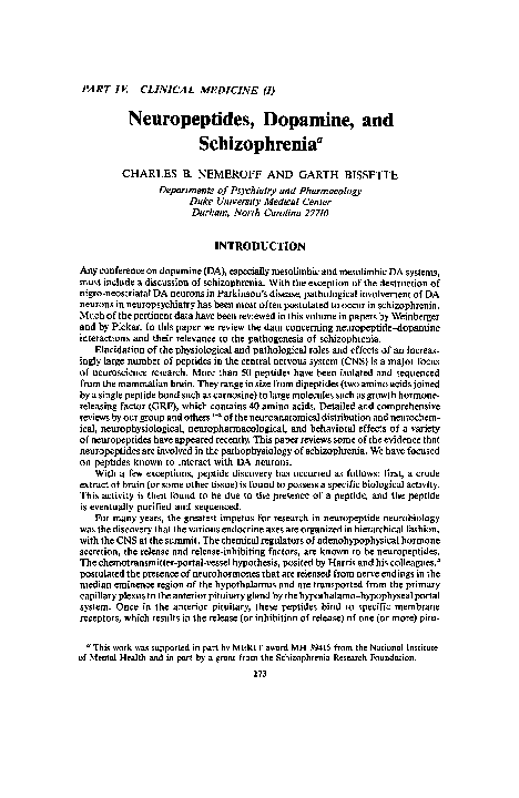 (PDF) Neuropeptides, Dopamine, and Schizophrenia | charles nemeroff - Academia.edu