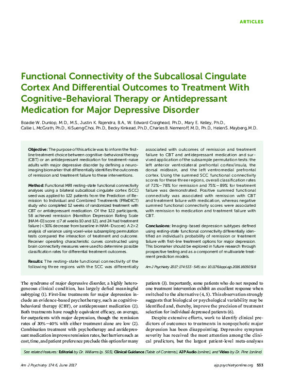 (PDF) Functional Connectivity of the Subcallosal Cingulate Cortex And ...