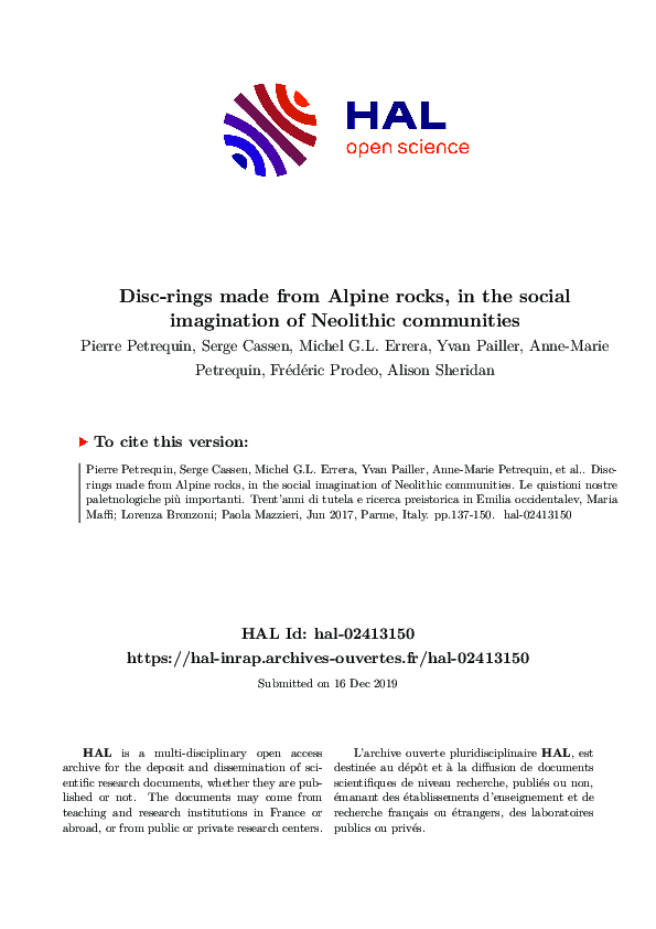 (PDF) Disc-rings omade from Alpine rocks, in the social imagination of ...